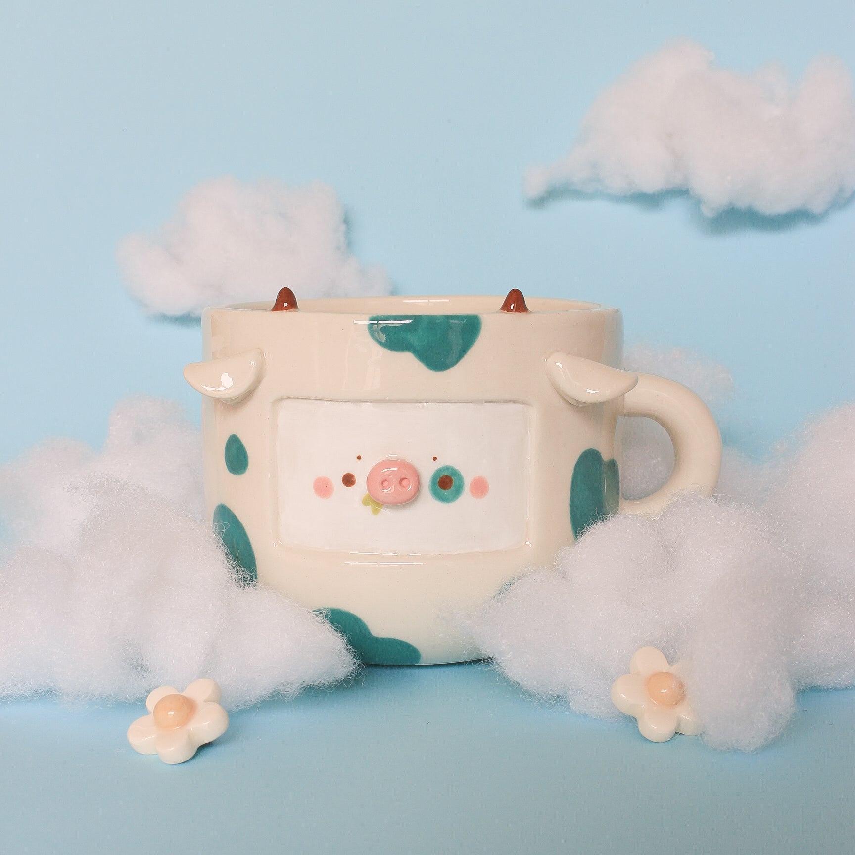 TEAL COW MUG #20 – Choutopia Ceramics